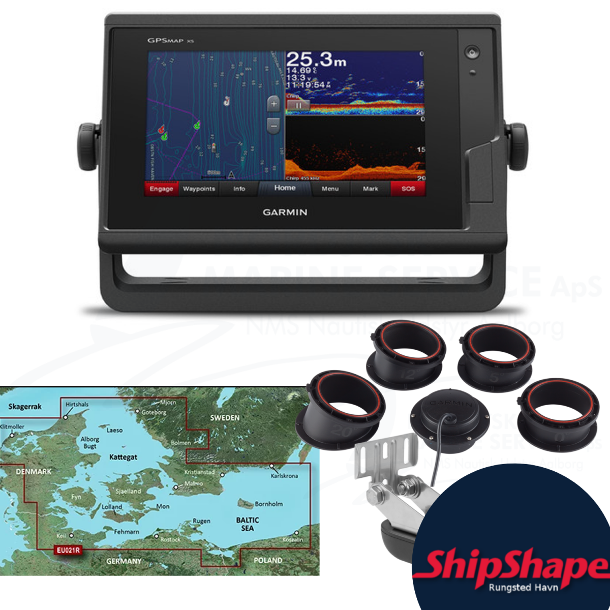 GARMIN 722XS MED GT15 TRANSDUCER SAMT KORT OVER ALLE INDRE DANSKE FARVANDE - Garmin GPS ...
